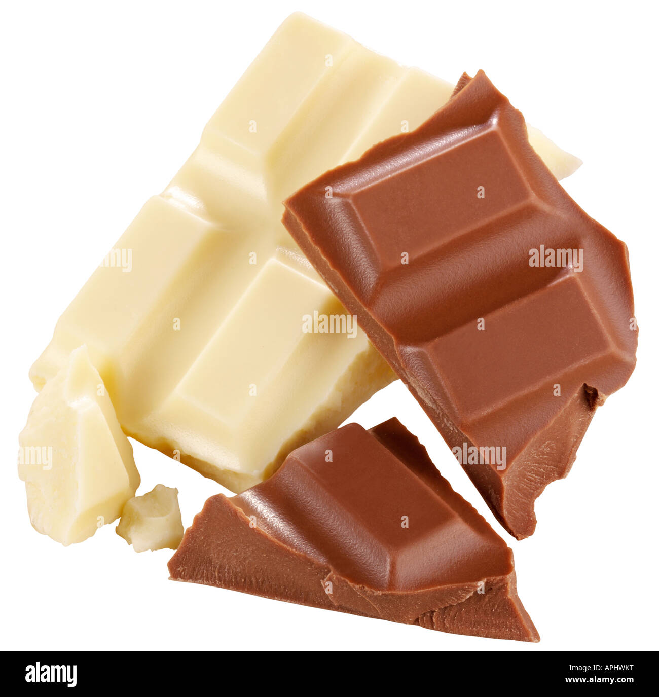 MILK AND WHITE CHOCOLATE PIECES Stock Photo - Alamy