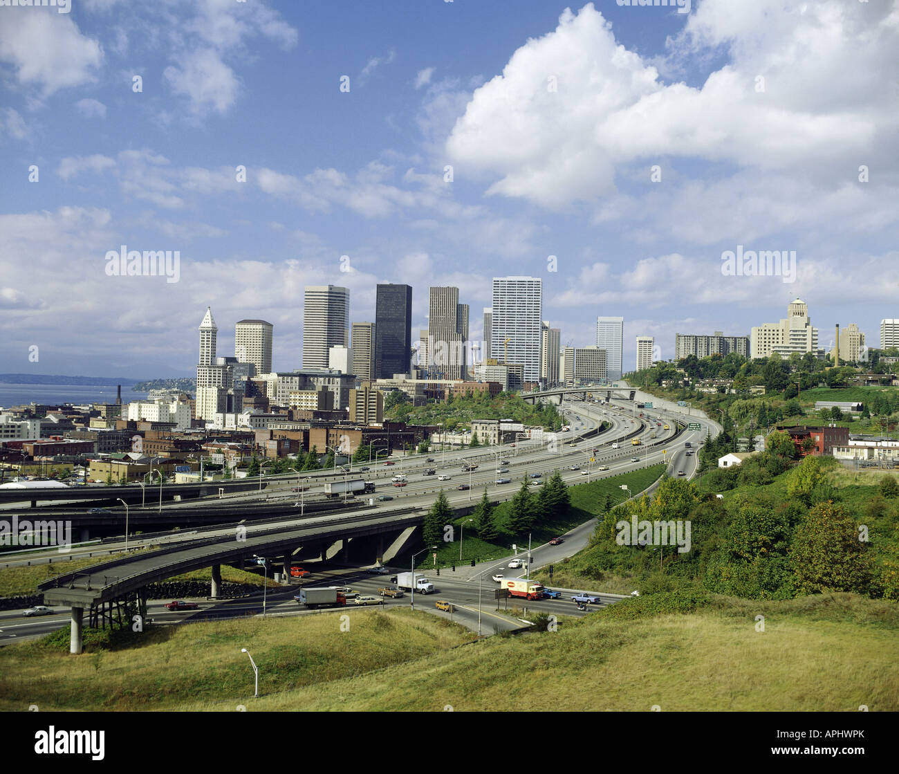 geography / travel, USA, Washington, Seattle, Downtown, Interstate ...