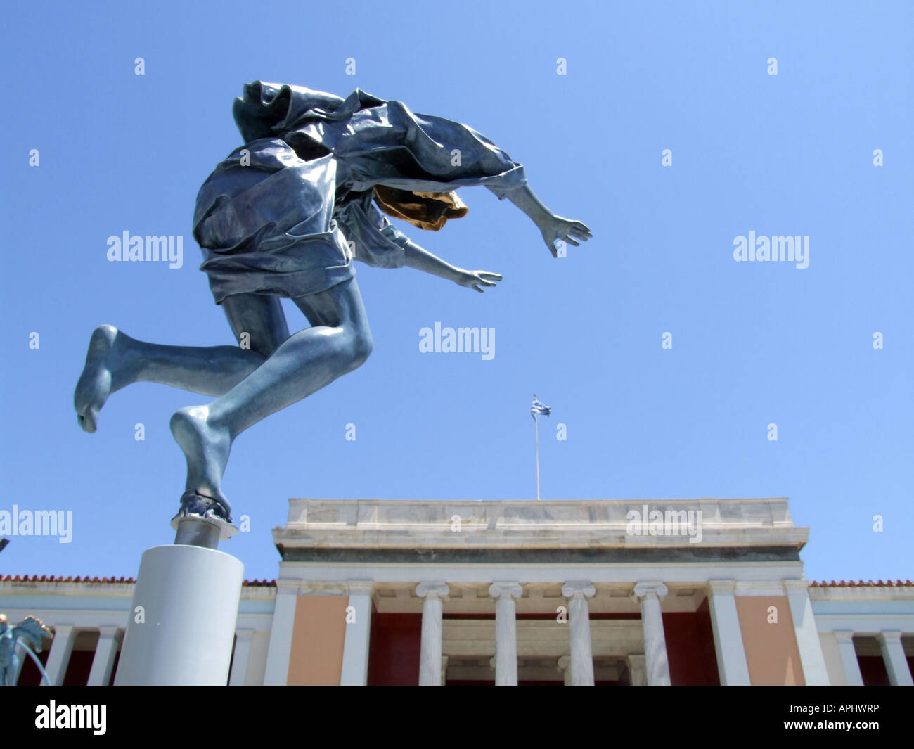 artwork statue by the national museum in athens greece Stock Photo - Alamy