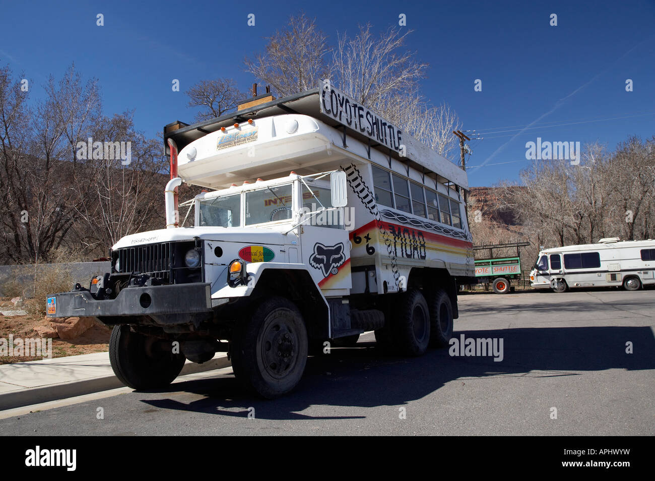 Coyote shuttle bus at Moab Arches National Park Southern Utah USA Stock ...