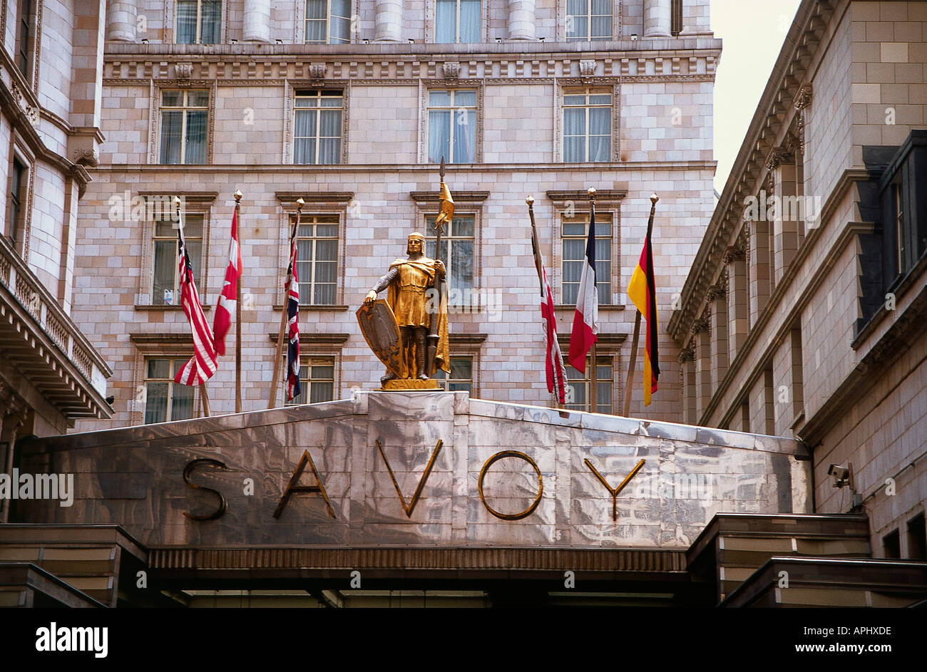 The grand entrance to the Savoy Hotel built on the Strand in 1884 ...