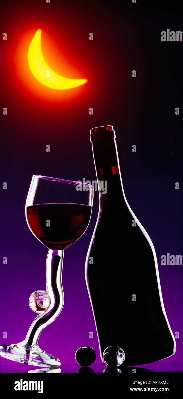 Red wine bottle moon hi-res stock photography and images - Alamy