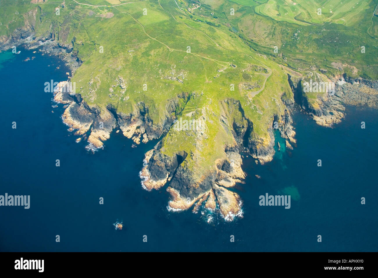 Aerial photo of Lands End Peninsula, Gurnards Head, Cornwall England UK ...