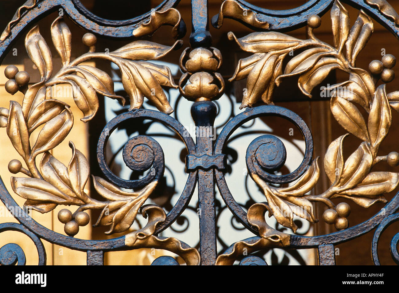 Detail of a painted iron gate on Pall Mall London England Stock Photo ...