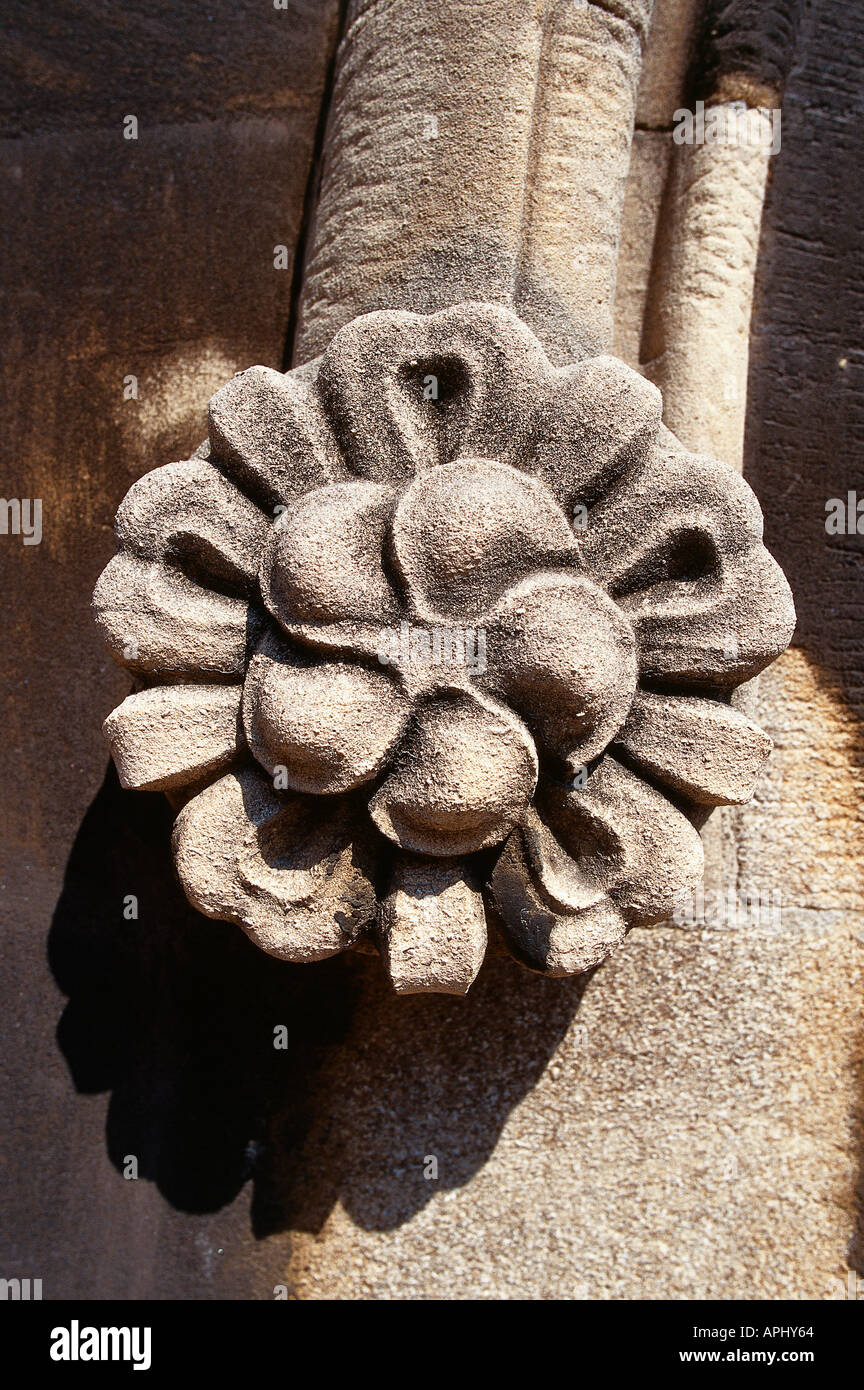 Detail of stone relief on the 12th century Temple Church London England ...