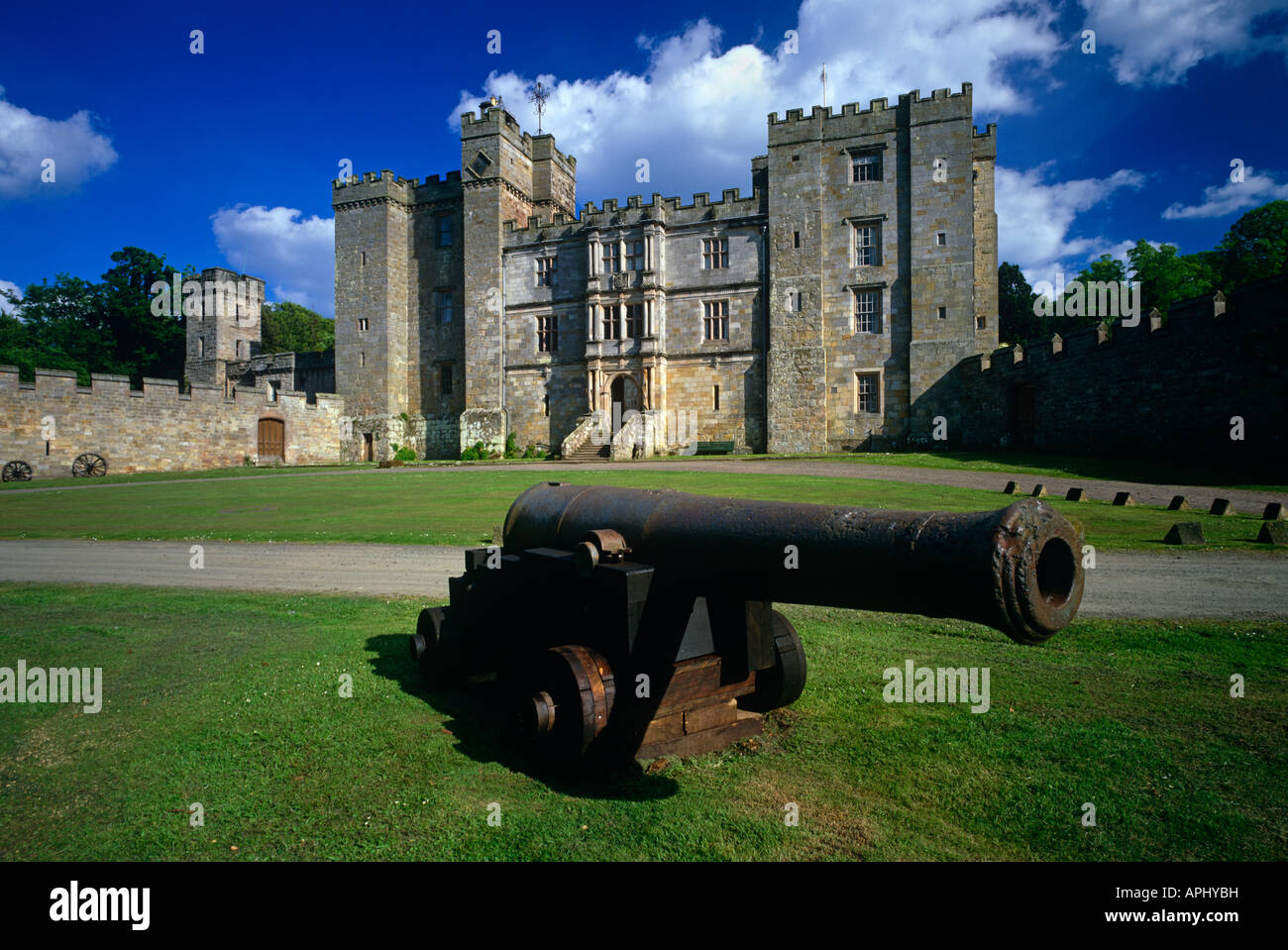 The entrance to Chillingham Castle, Chillingham Village, Northumberland ...