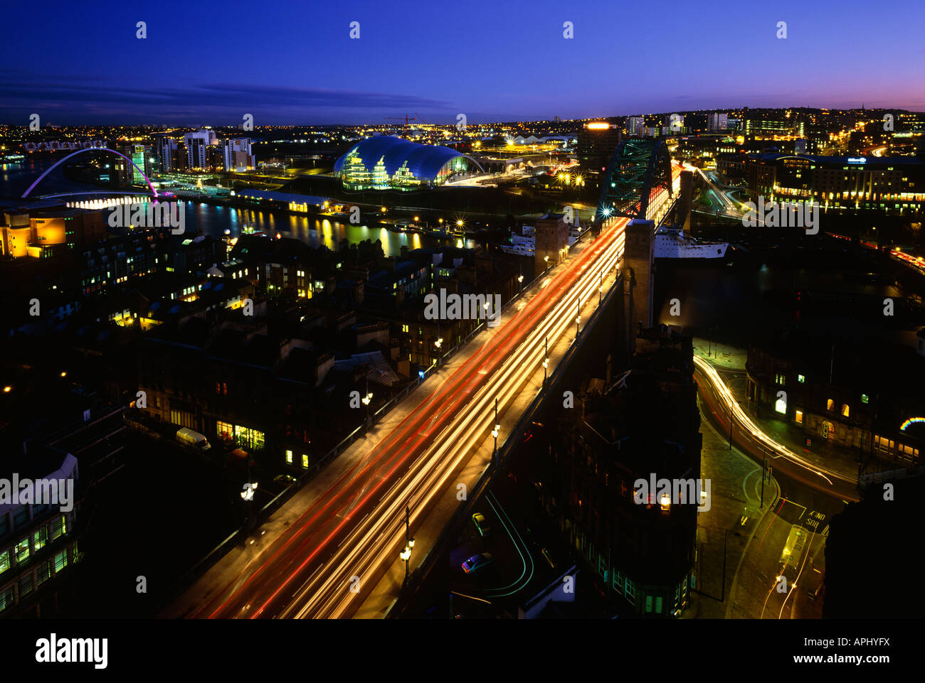 Newcastle Gateshead Panorama showing the High Level Bridge, Gateshead ...