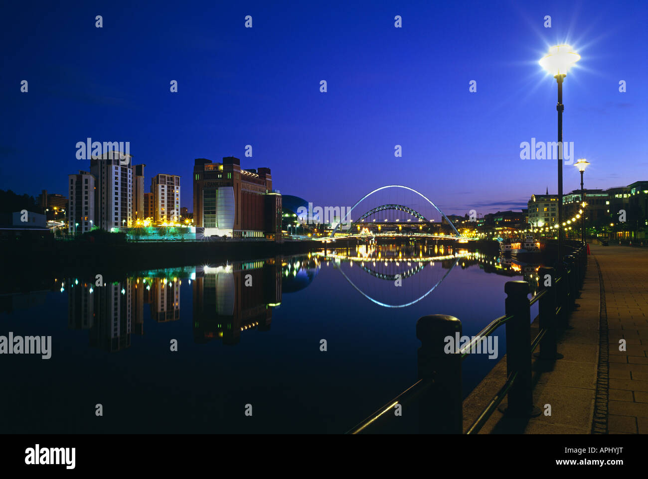 Newcastle Gateshead Quayside at night Stock Photo - Alamy