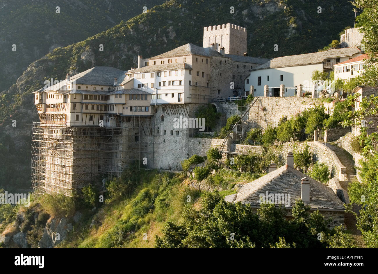 Dionysiou monastery Mount Athos Halkidiki Greece Stock Photo - Alamy