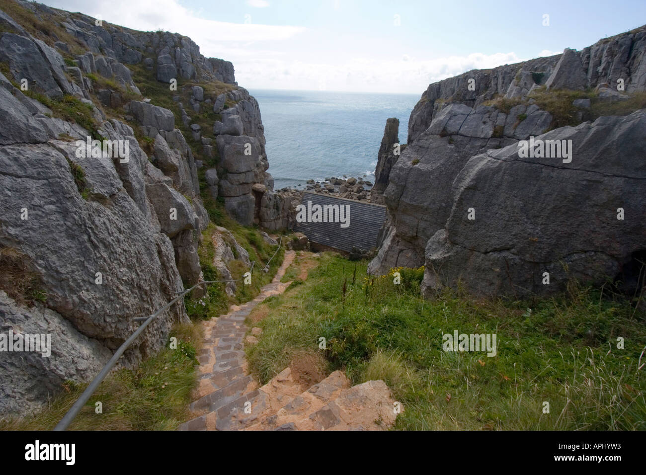 St Govan s Chapel an ancient church at St Govan s Head in Pembrokeshire ...
