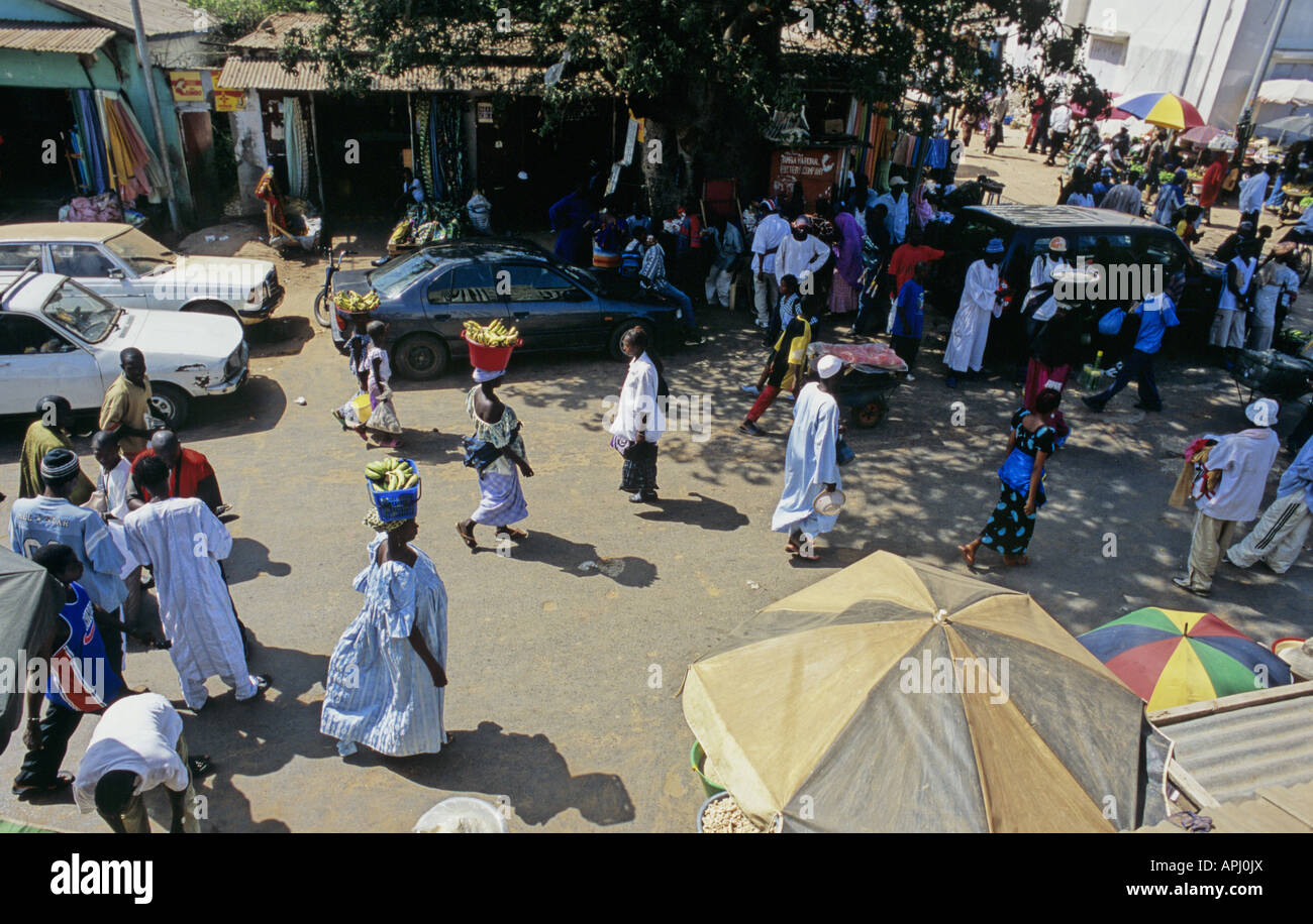 In a shopping street in Serrekunda the largest town in the Gambia ...