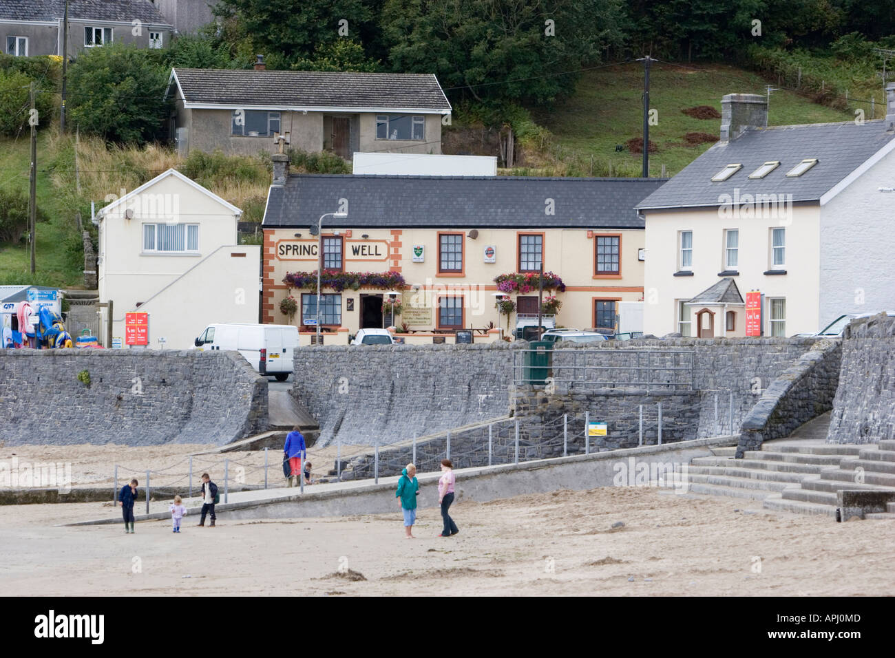 Pendine village and Pendine Sands in Carmarthenshire Stock Photo - Alamy