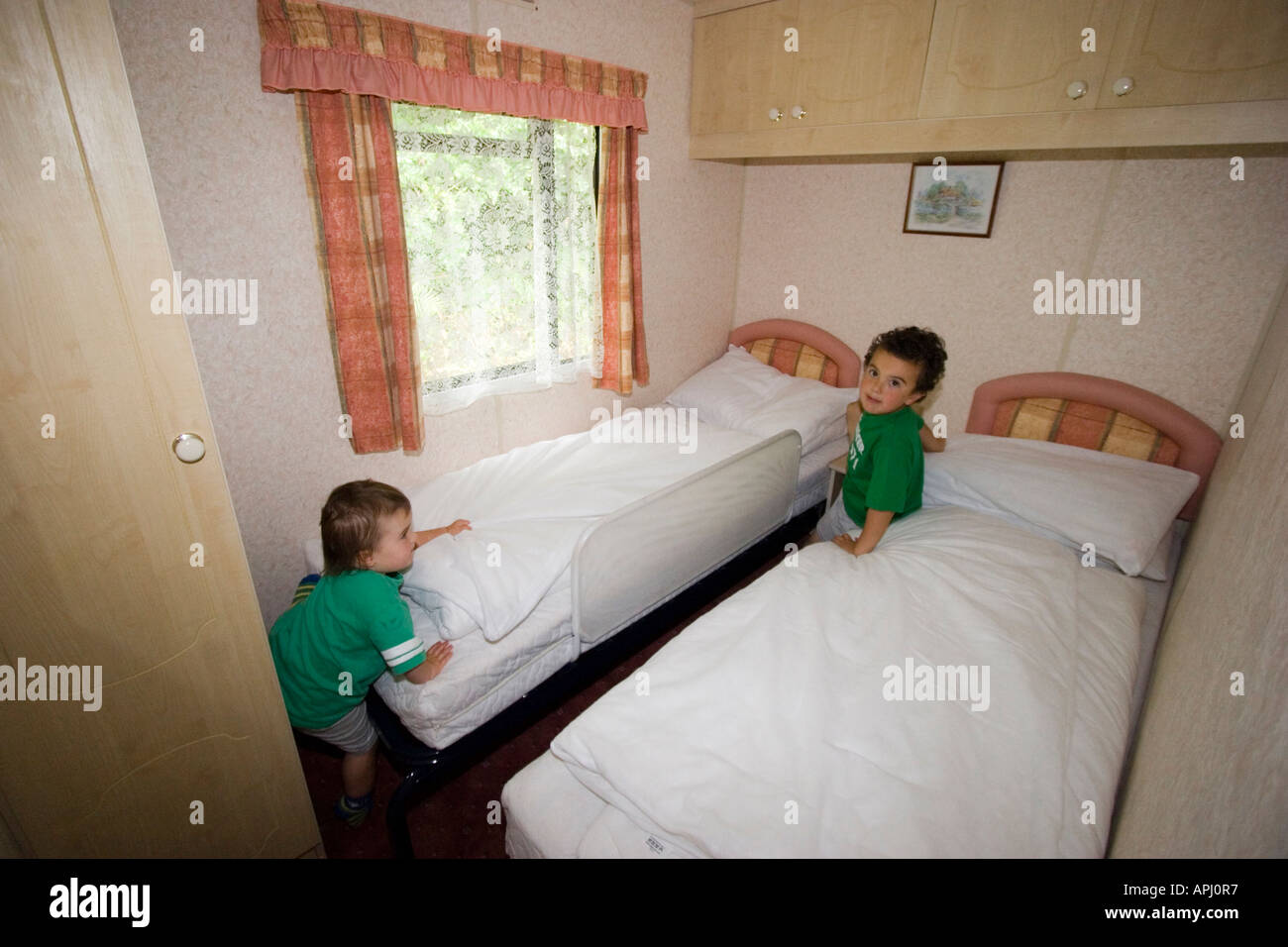 Interior of a luxury static caravan sited on a caravan park Stock Photo ...