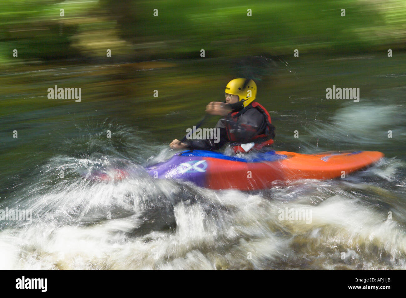 White water kayaking River Treweryn Bala Gwynedd North Wales Stock ...