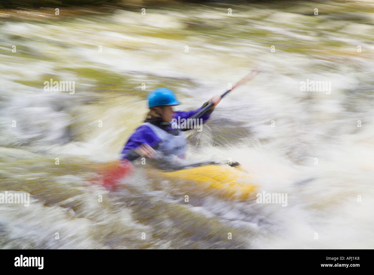 White water kayaking River Treweryn Bala Gwynedd North Wales Stock ...