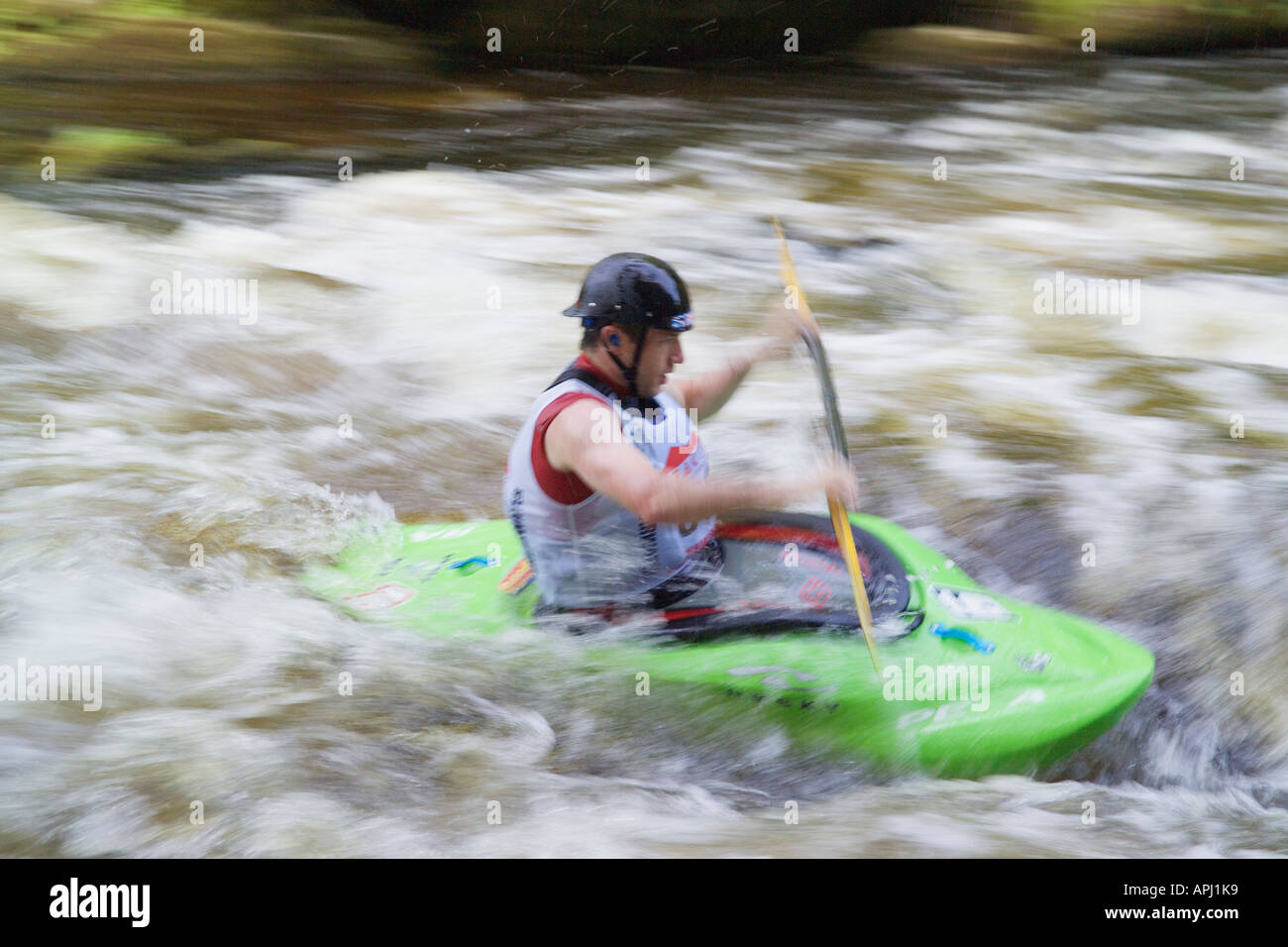White water kayaking River Treweryn Bala Gwynedd North Wales Stock ...
