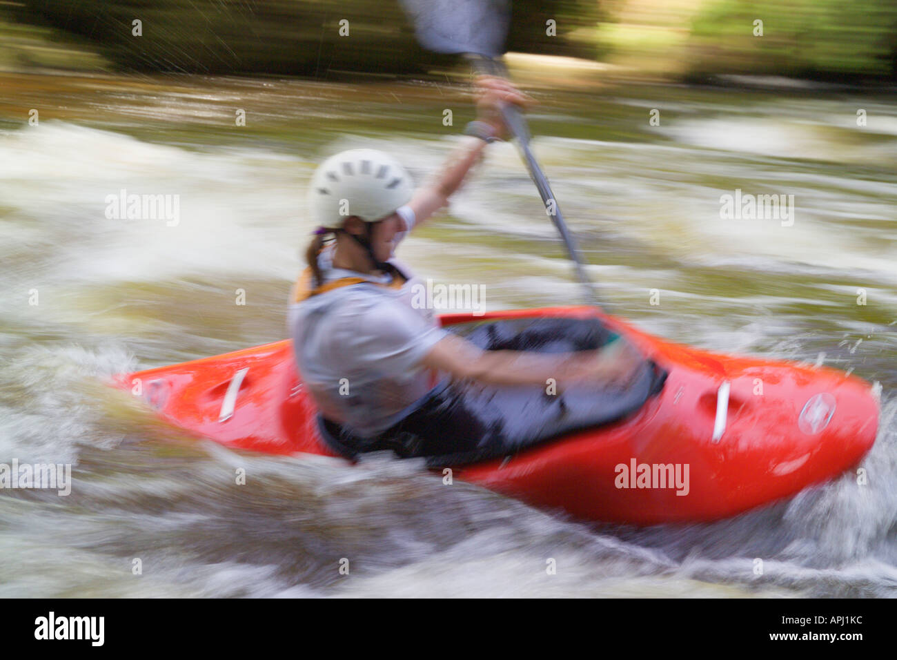 White water kayaking River Treweryn Bala Gwynedd North Wales Stock ...