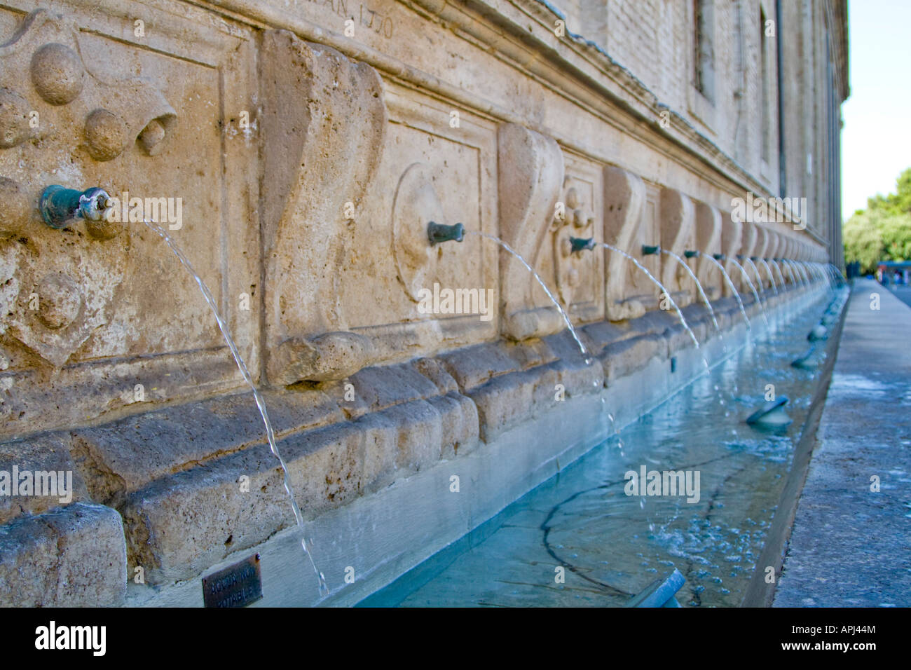 Water fountains at Basilica Maria degli Angeli Assisi Italy Stock Photo ...