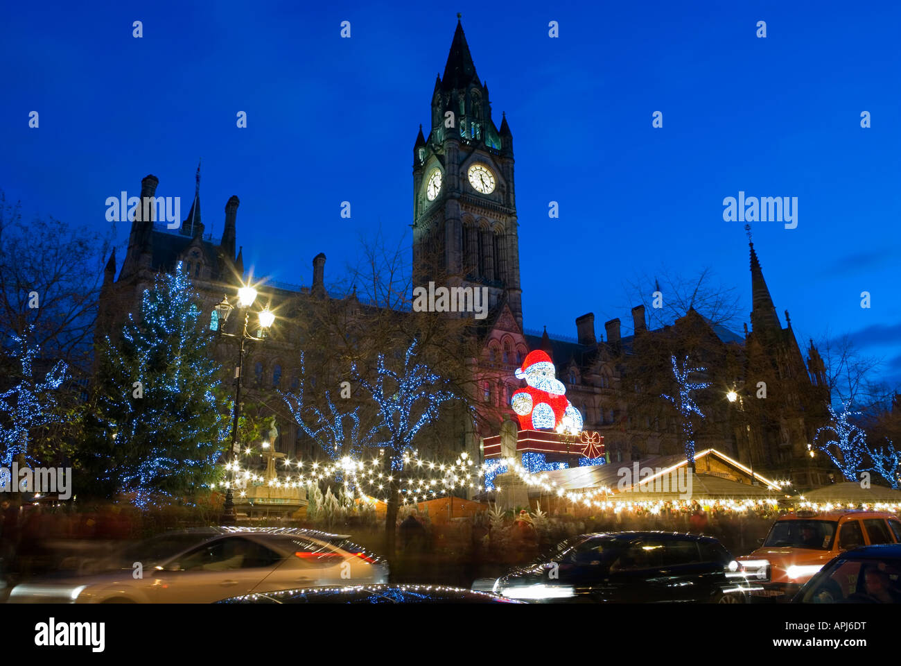Manchester Town Hall decorated for Christmas in December 2007 Stock ...