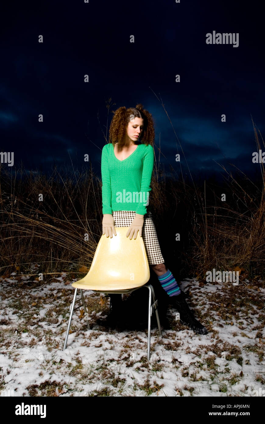 beautiful young fashion model at dusk, beautiful dusk sky Stock Photo ...