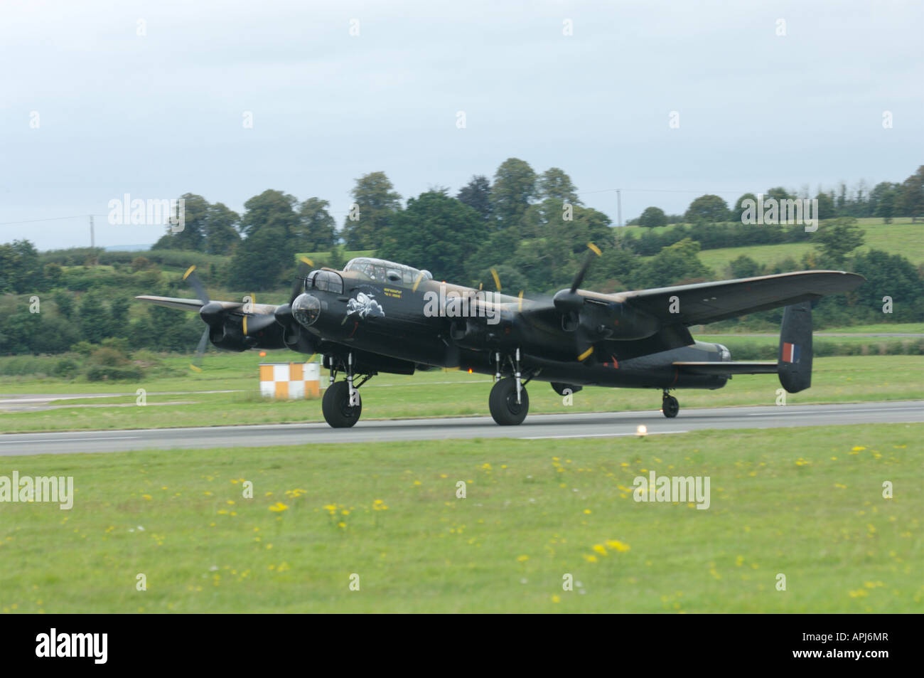 Lancaster bomber landing at Exeter Airport Uk England Stock Photo - Alamy