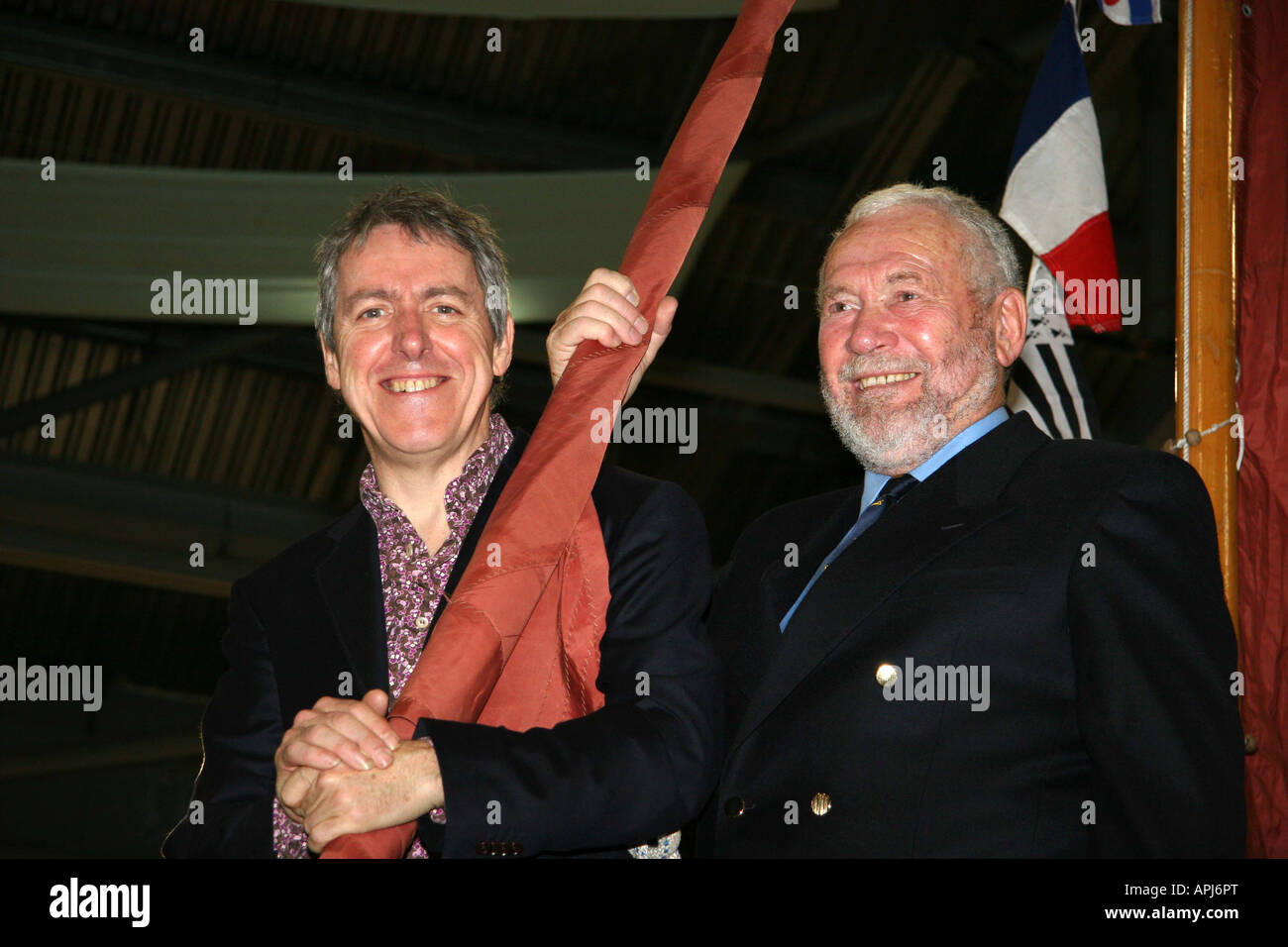 Griff Rhys Jones actor, writer and boat owner and Sir Robin Knox ...