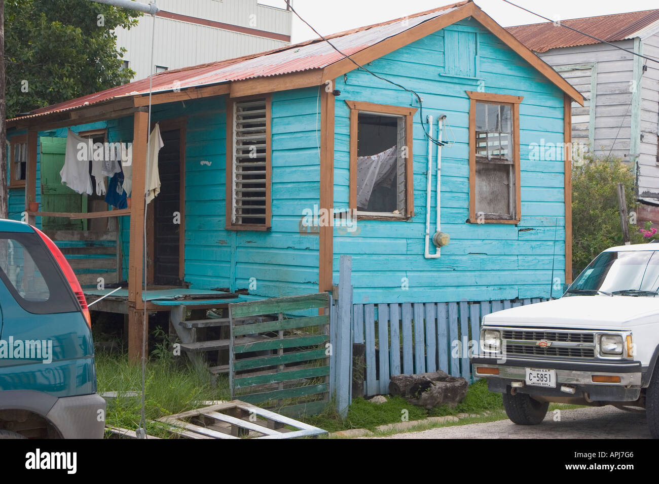 Colorful house in Belize City Stock Photo - Alamy