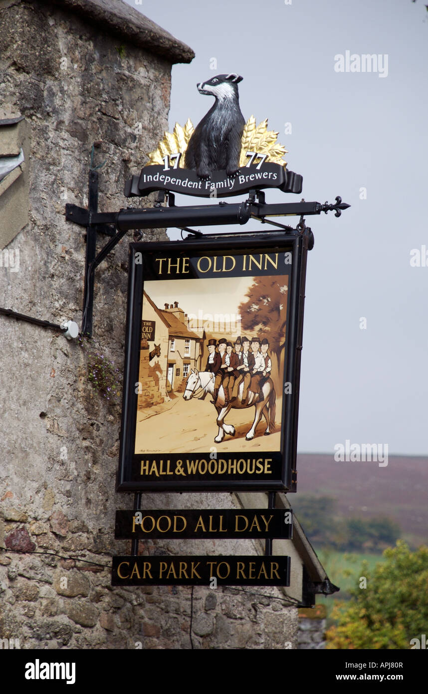 The Old Inn sign at Widecombe-in-the-moor, Devon Stock Photo - Alamy