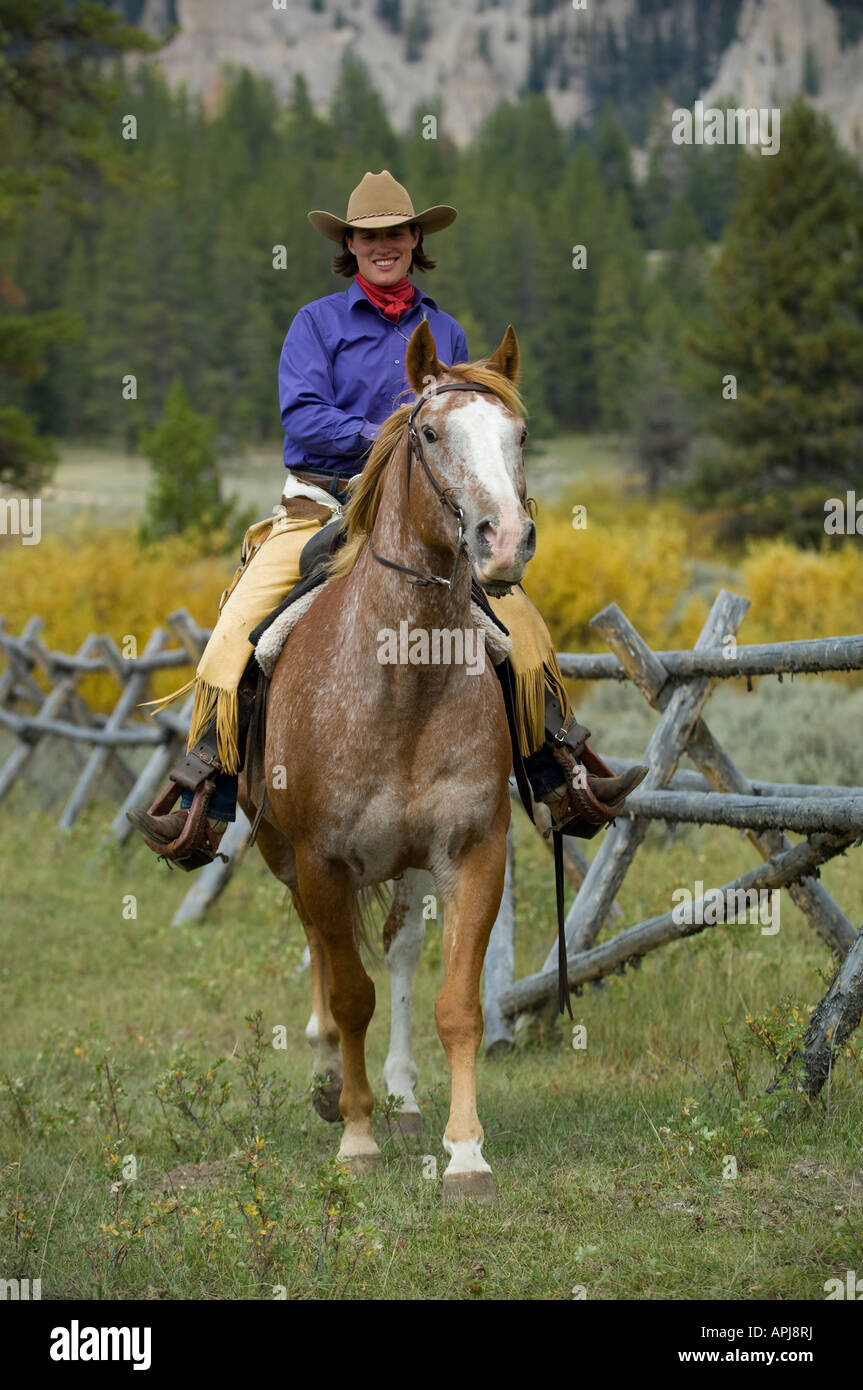 Horse and Rider on Montana Ranch Stock Photo - Alamy