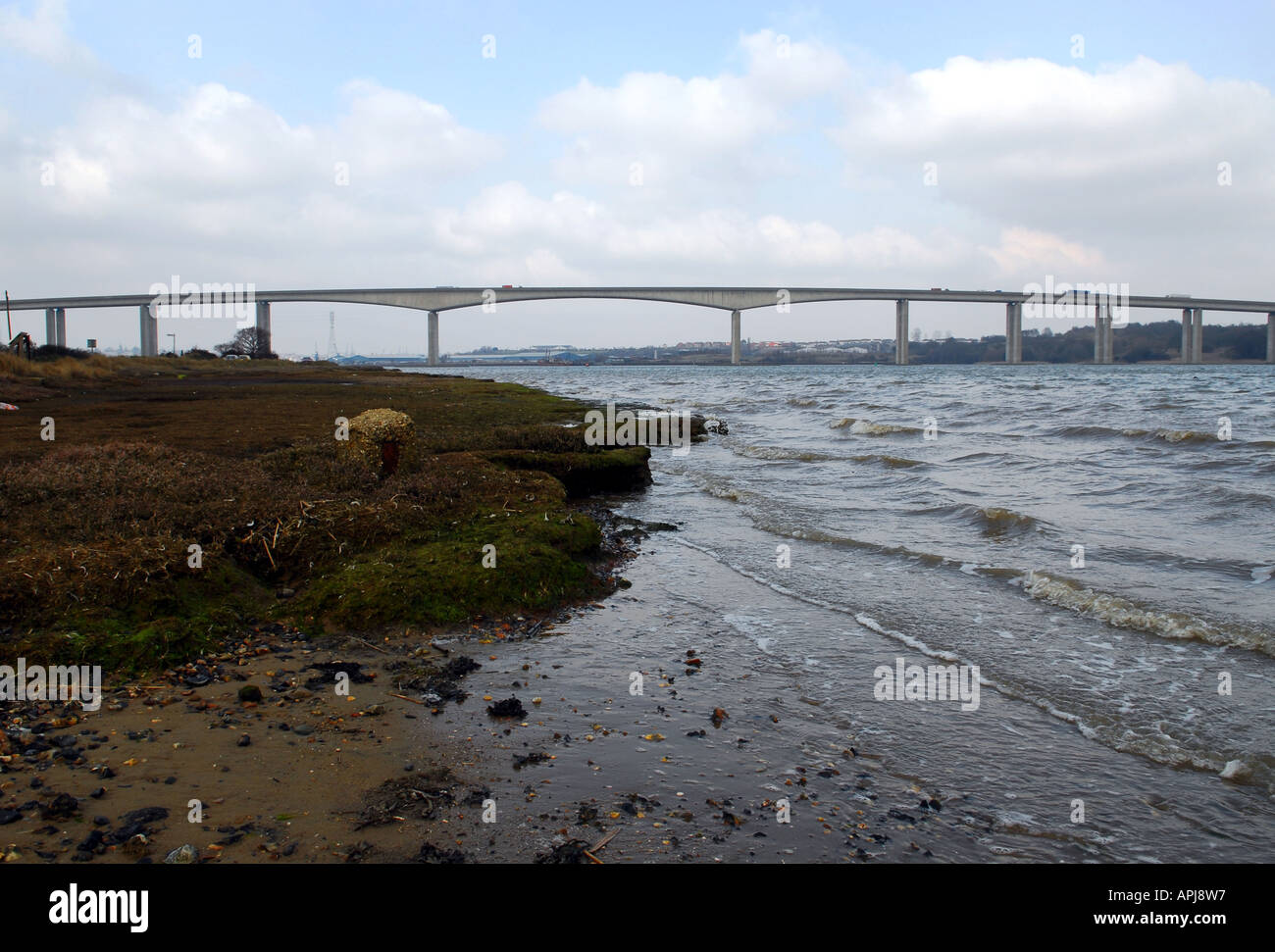 The Orwell Bridge that spans the River Orwell in Suffolk Stock Photo ...
