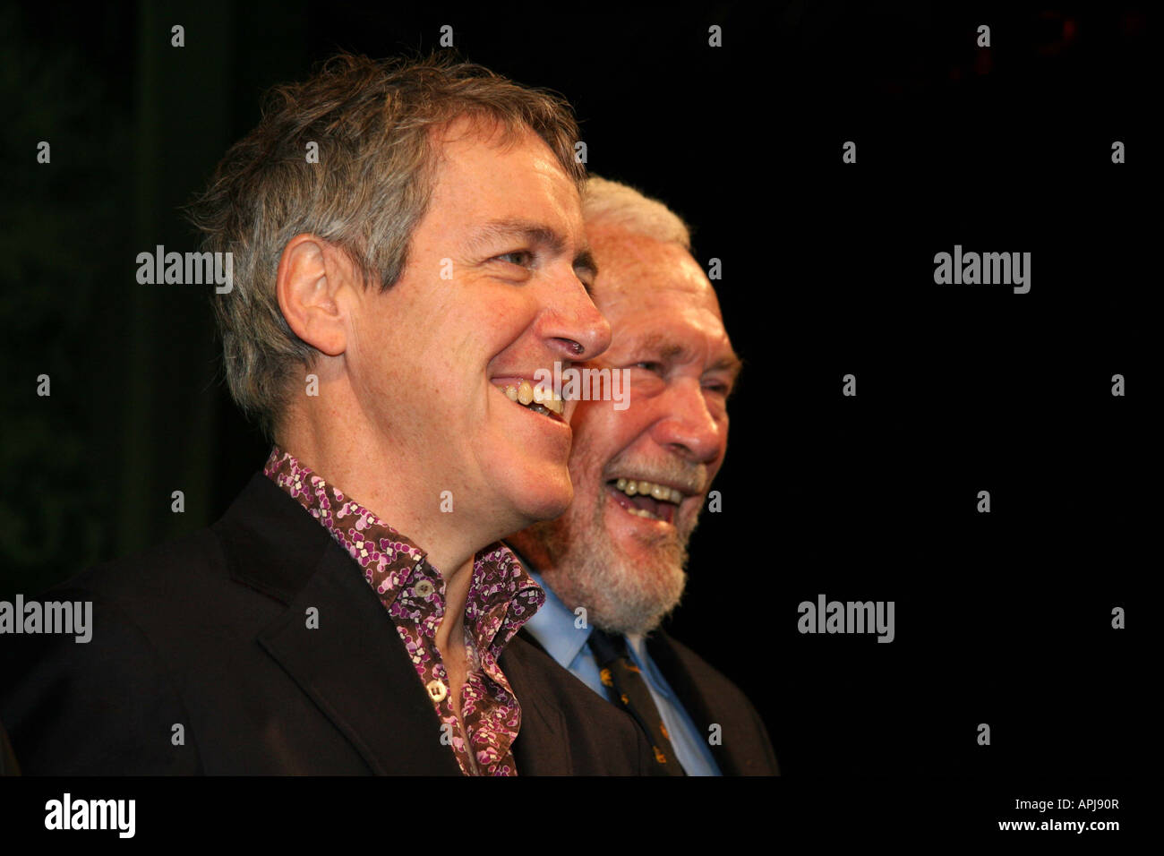 Griff Rhys Jones actor, writer and boat owner and Robin Knox-Johnston ...