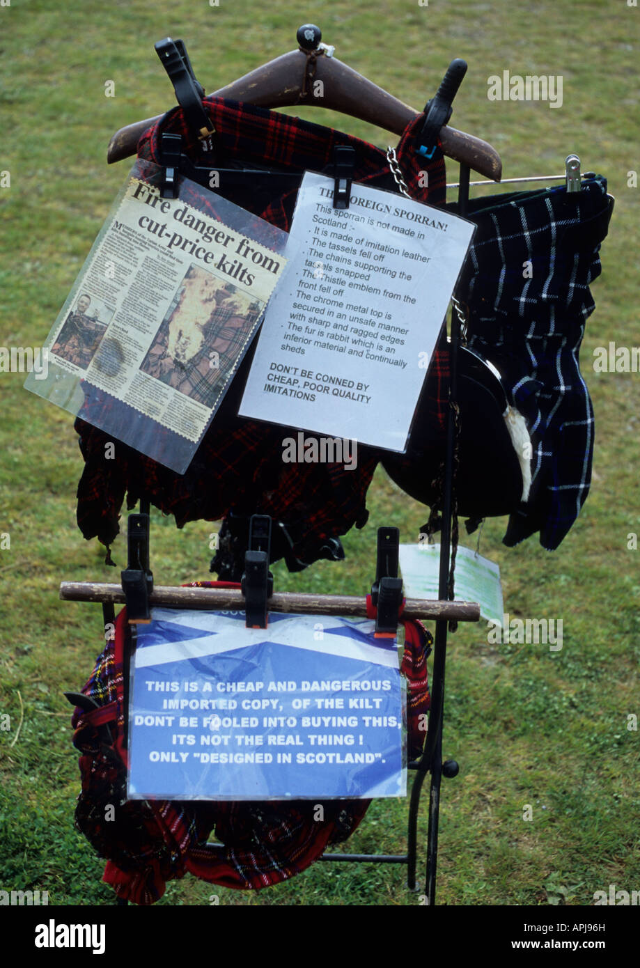 Signs Warning Of Poor Quality Kilts Stock Photo - Alamy