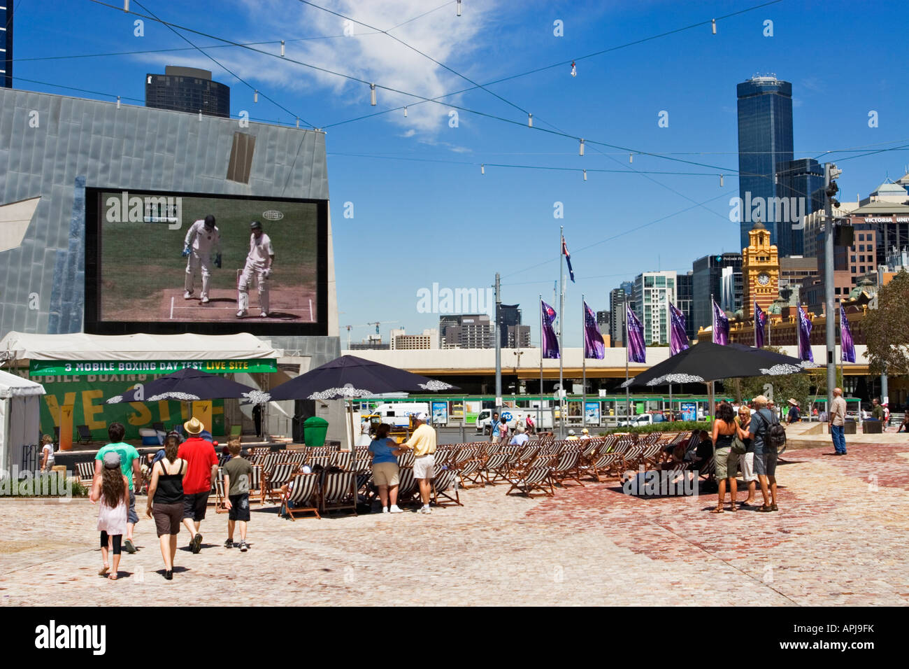 Melbourne Scenic / Cricket fans enjoy a live telecast of cricket in ...