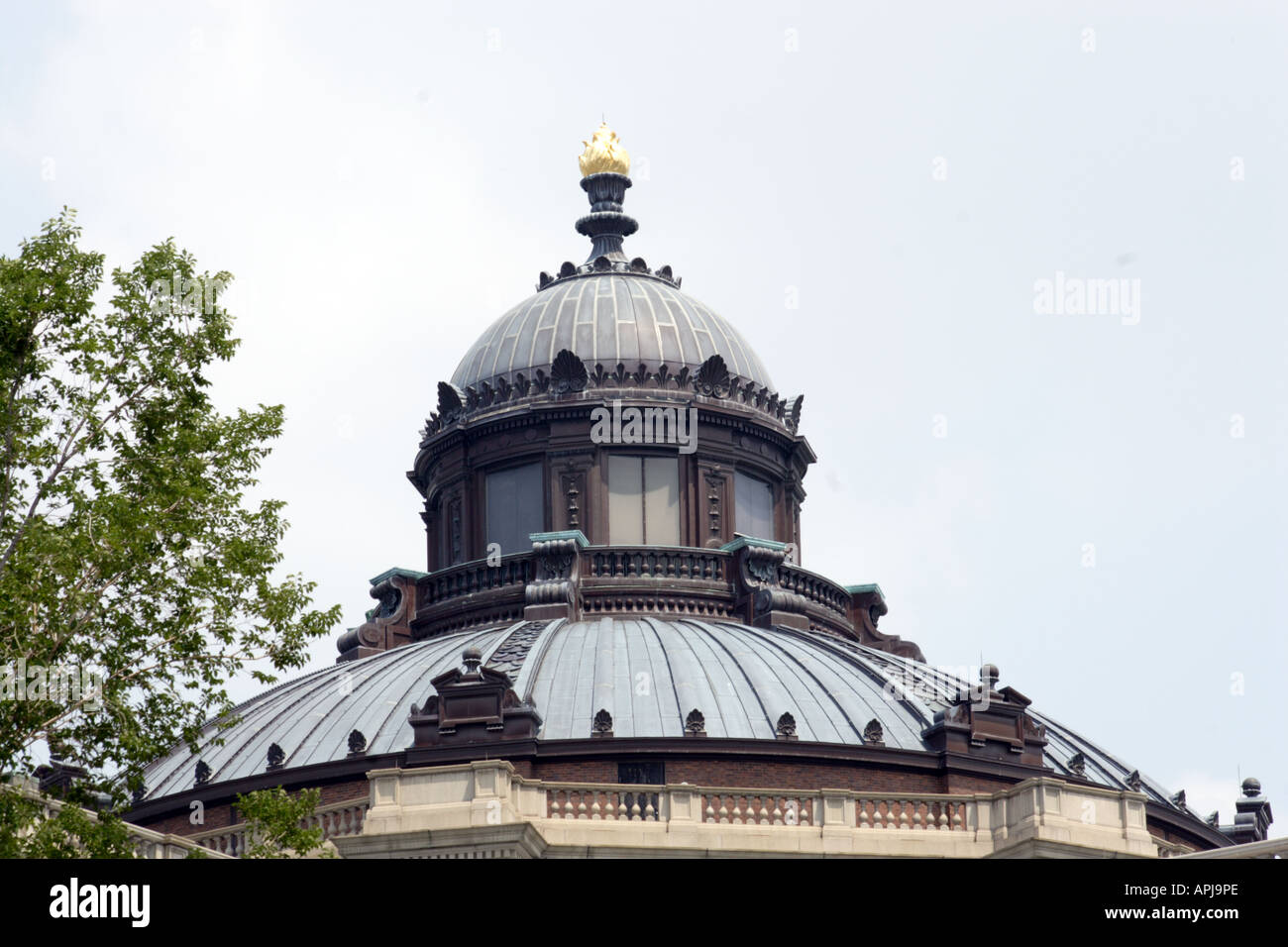 United States Library of Congress, top of the building with a flame for ...