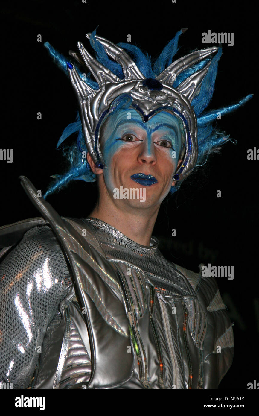 stilt walkers with theatrical make-up Stock Photo - Alamy