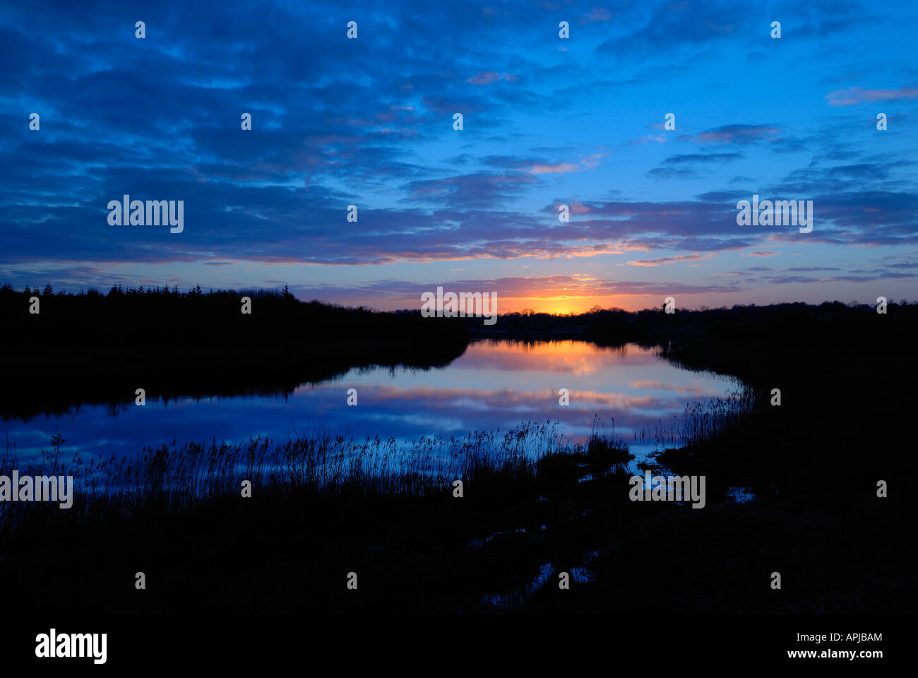 Lake at dusk Stock Photo - Alamy