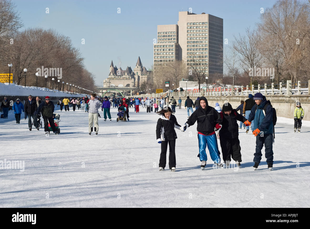 People skating on the Rideau Canal Skateway during Winterlude in Ottawa ...