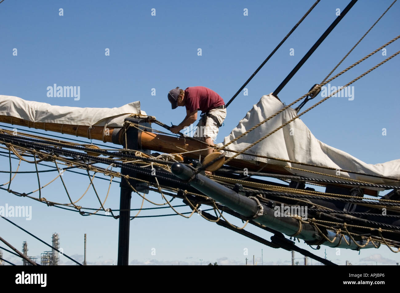 Crew member Working on a Problem Stock Photo - Alamy