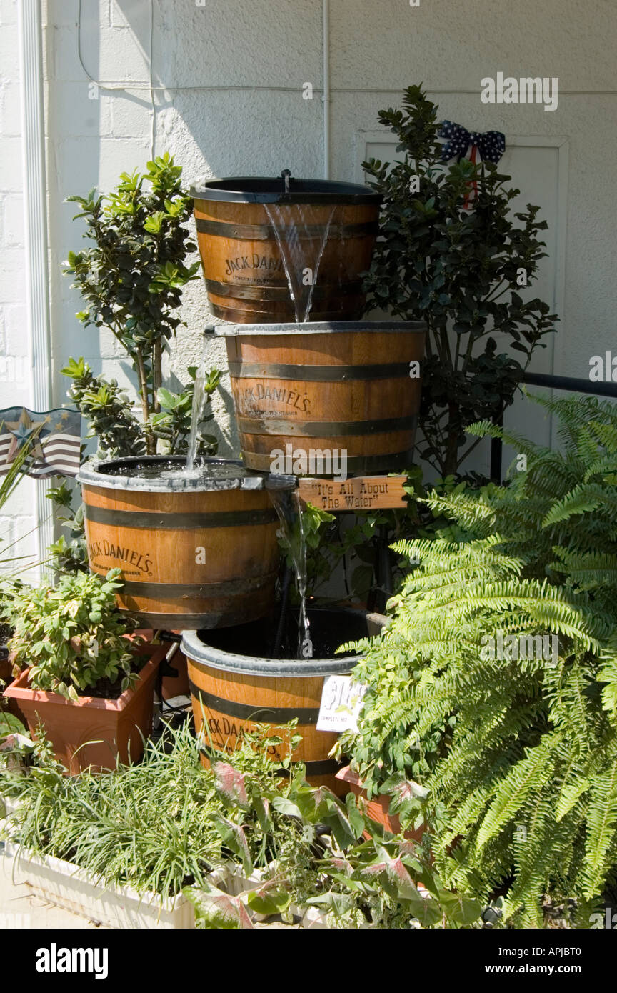 Whiskey Barrel cascading waterfall Stock Photo - Alamy