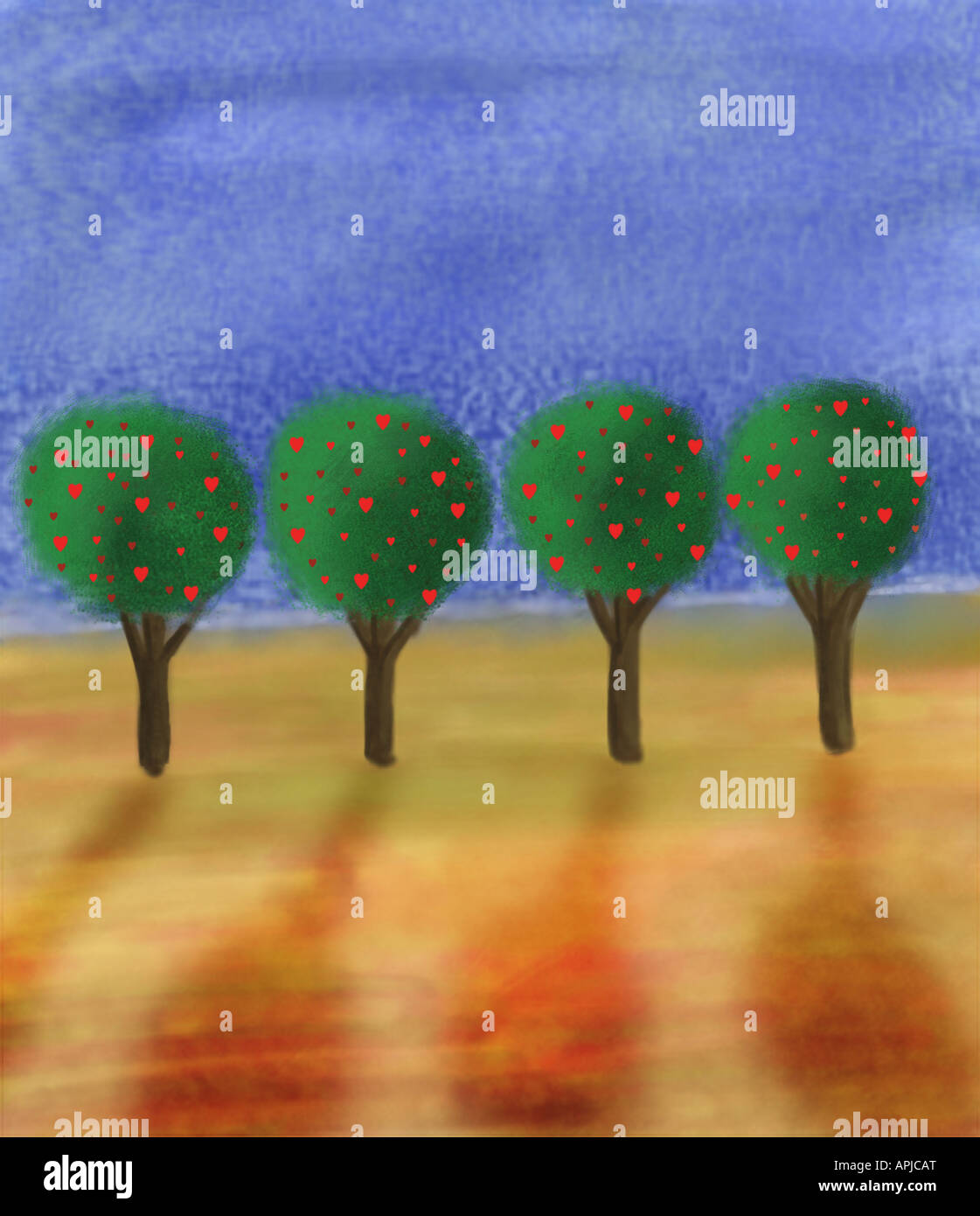 Four tree illustrated in computer Stock Photo - Alamy