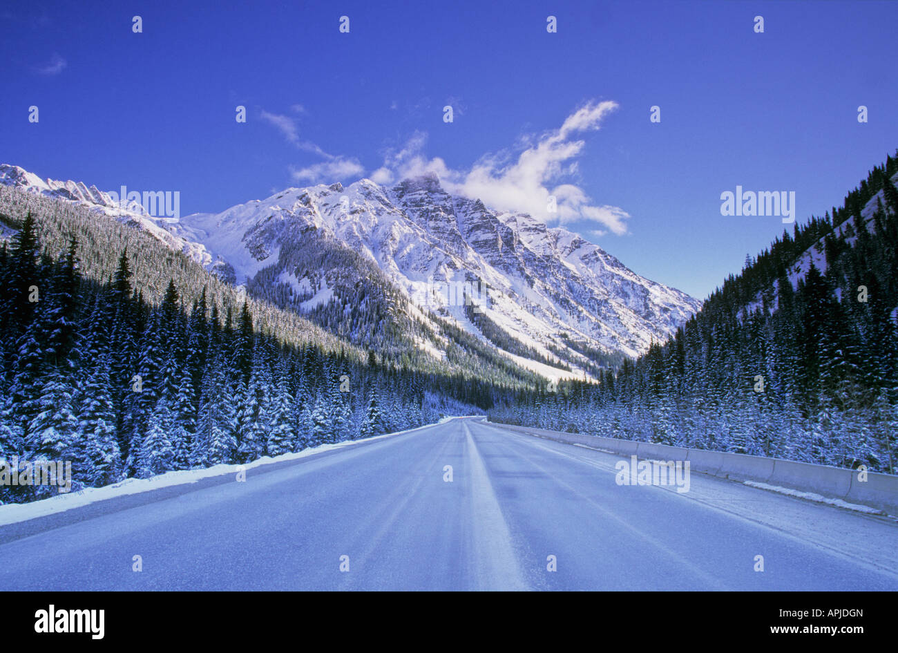 Trans Canada Highway Through Rogers Pass Mount Tupper Glacier National Park Bc Canada Stock