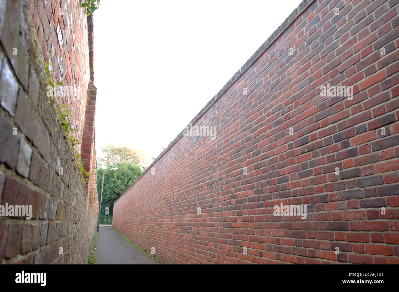 Alley way path wall fenced in lane Stock Photo - Alamy