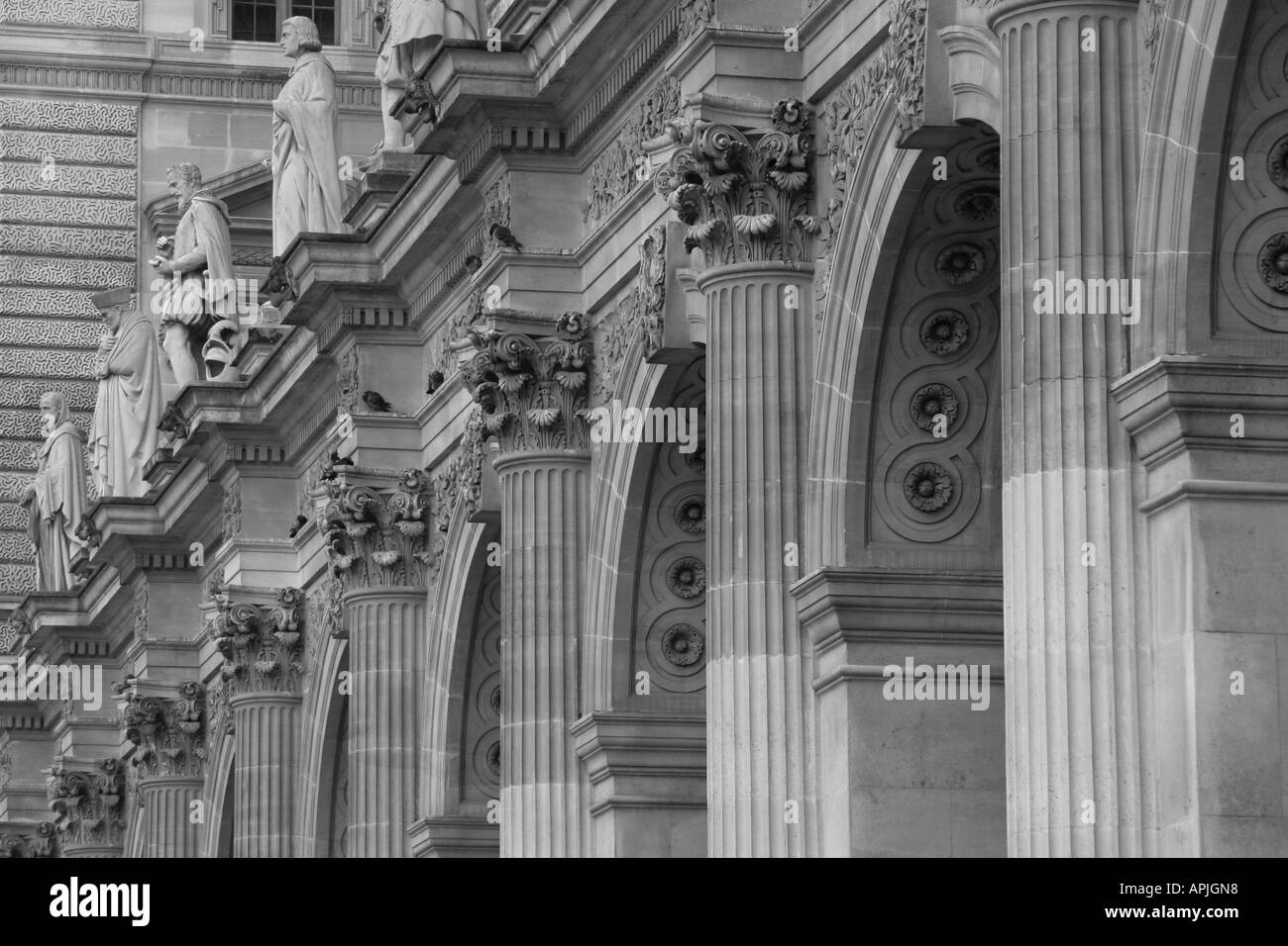 Architectural detail stone column Louvre Paris Stock Photo - Alamy