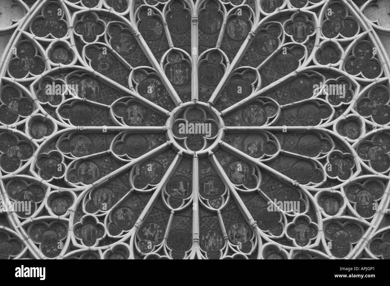 Stained glass window outside Black and White Stock Photos & Images - Alamy