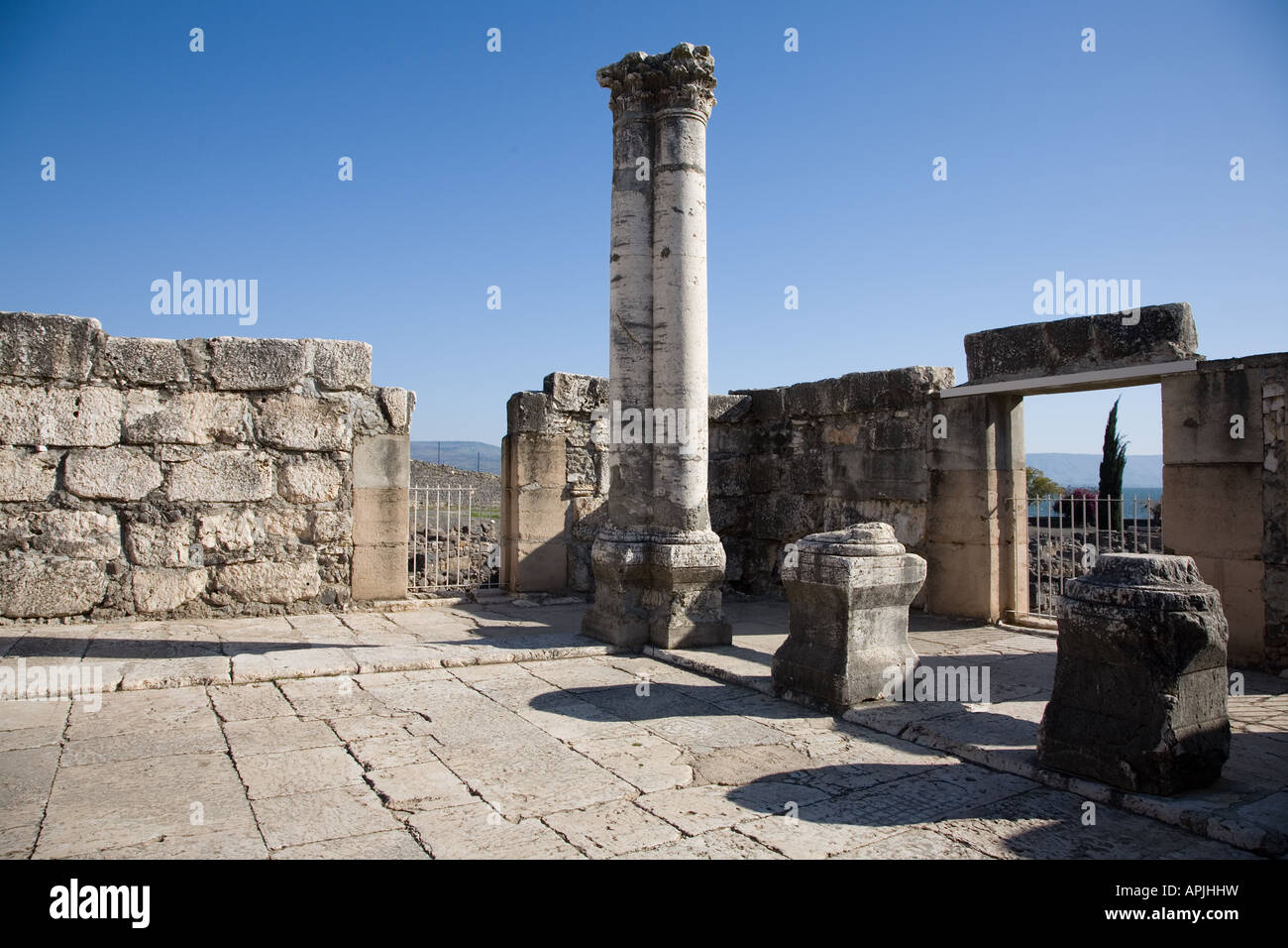 Stock Photo of The White Synagogue at Capernaum Stock Photo - Alamy