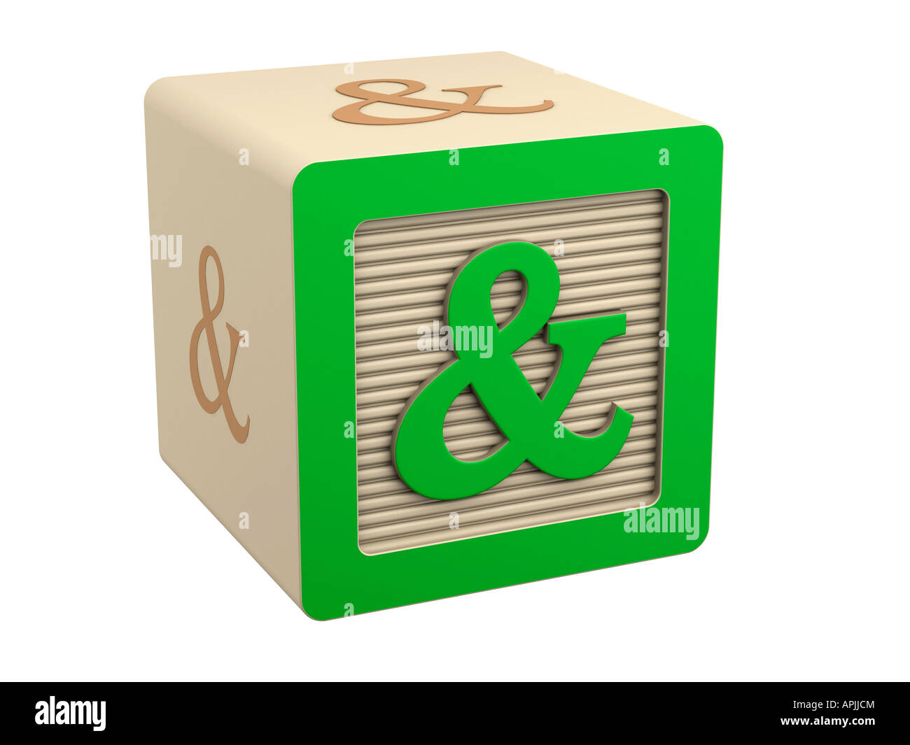 toy wooden block green ampersand and symbol sign Stock Photo - Alamy