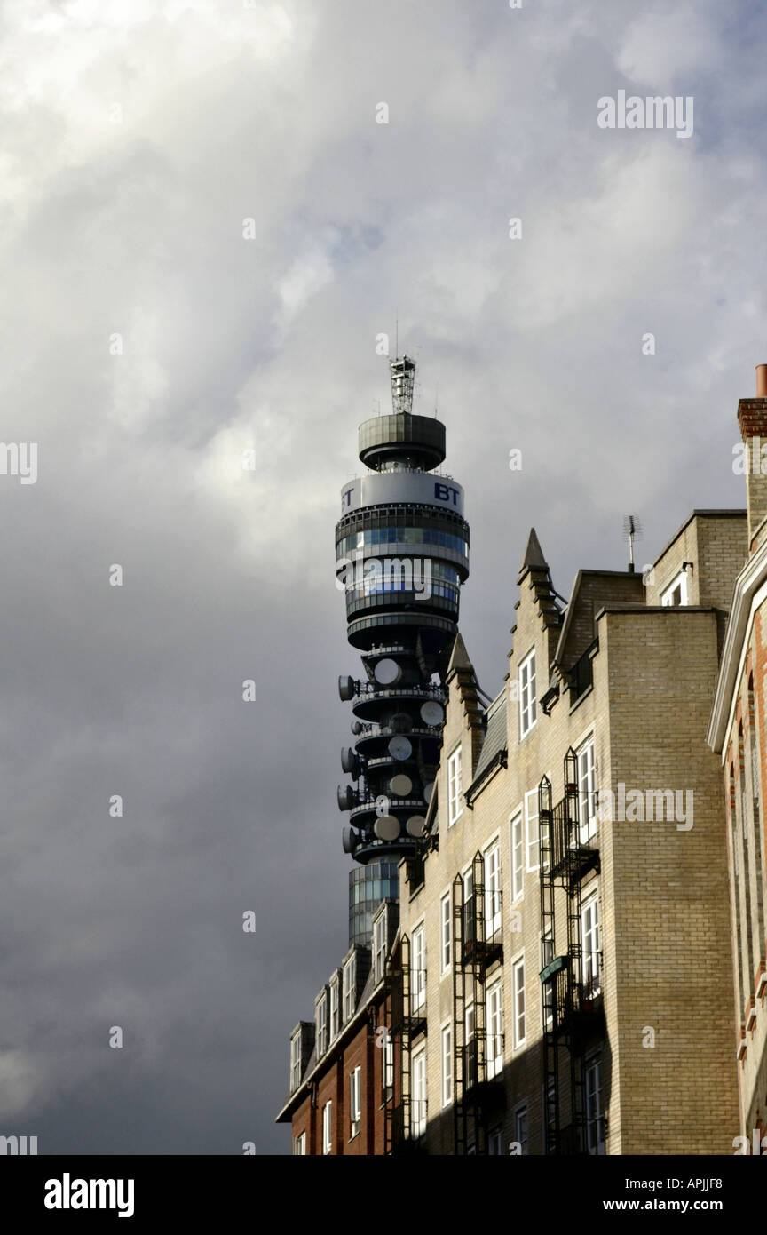 the BT Tower rises above Fitzrovia buildings in London Stock Photo - Alamy