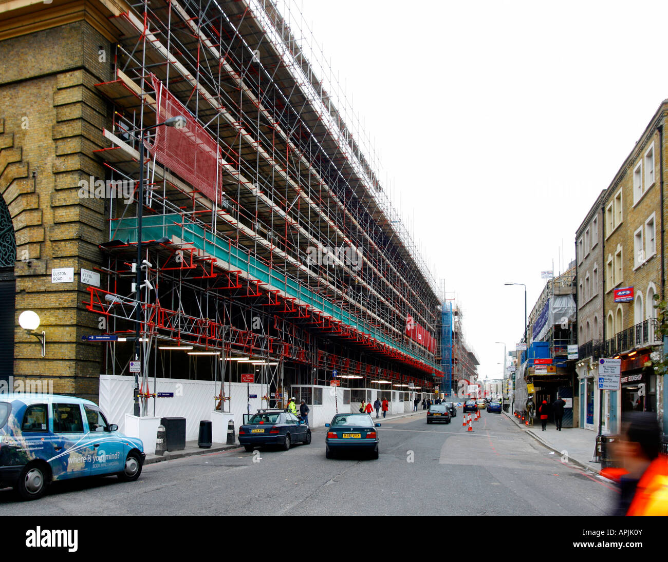 The side of Kings Cross Station coveredin scaffolding. Kings Cross York ...
