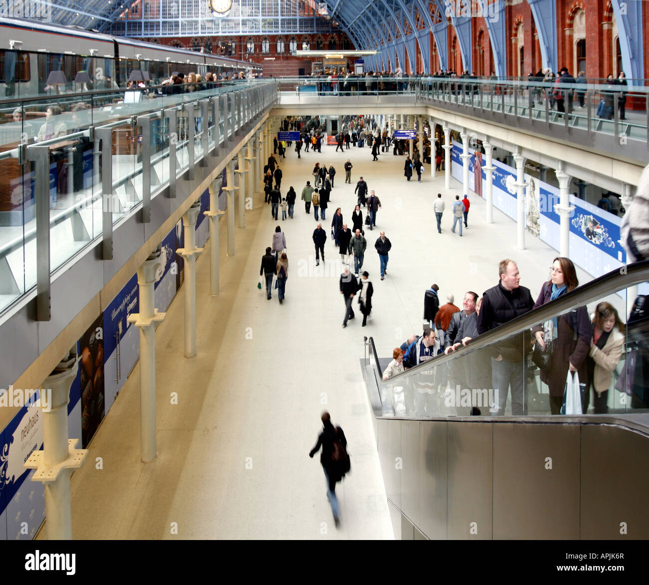 The concourse of St Pancras station seen from the platform level. To ...