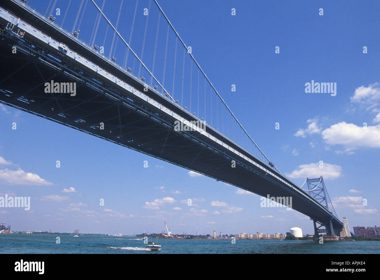 Philadelphia Benjamin Franklin Bridge connection. Suspension bridge ...